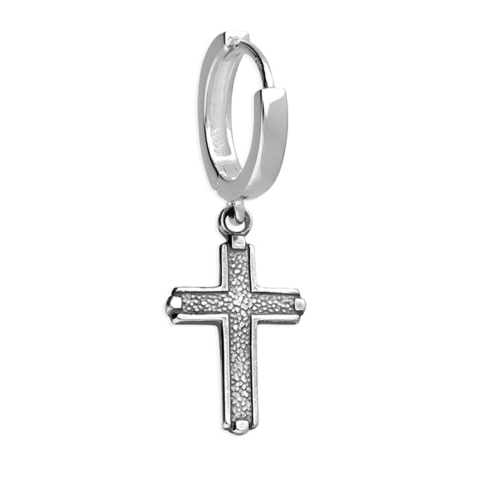 Sterling Silver Single Cross Earring Rococo Jewellery