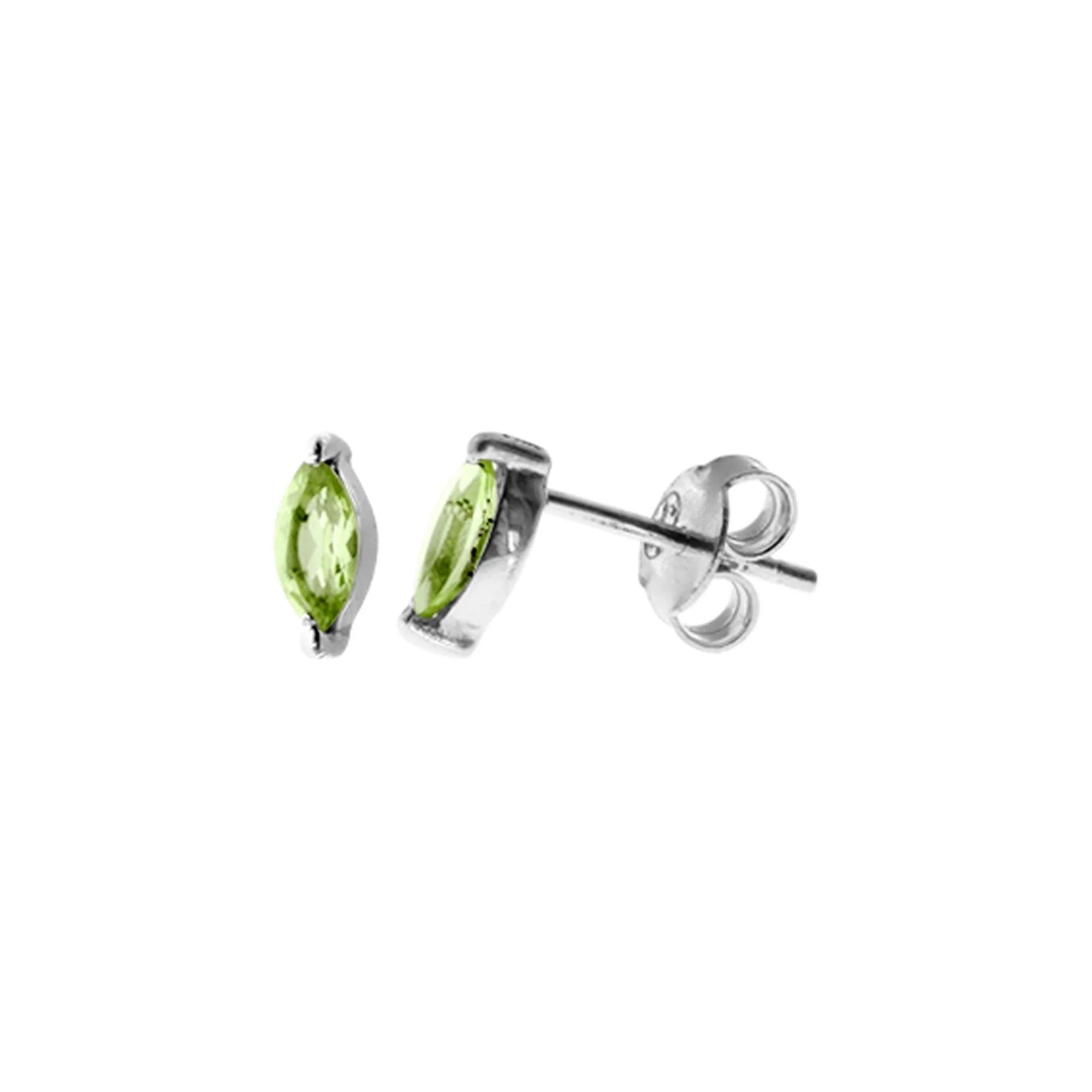 Sterling Silver Peridot Marquis Stud Earrings – Rococo Jewellery