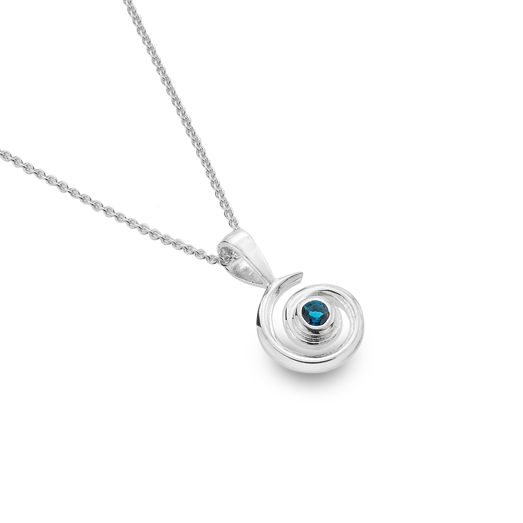 Sea Gems Sterling Silver Blue Topaz Spiral Wave Necklace – Rococo Jewellery