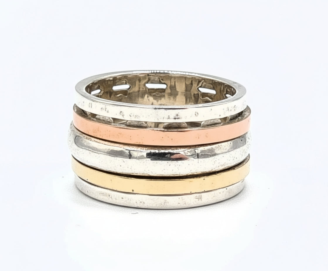 Yaron Morhaim Sterling Silver Wide Band with 9ct Gold Bands – Rococo ...